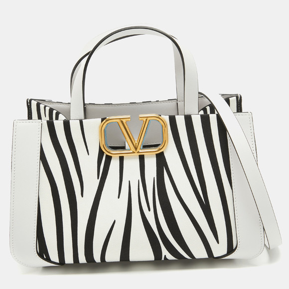 Valentino | Bags | Valentino Whiteblack Zebra Print Canvas And Leather ...